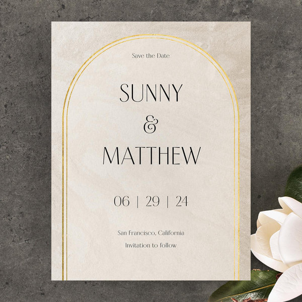 Zola Save The Dates - Dorado Arch Foil