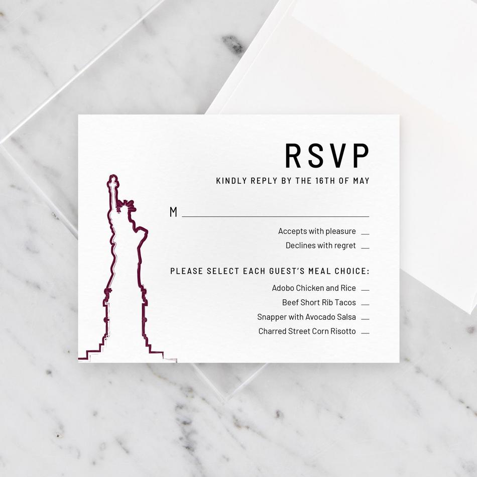 Manhattan Skyline | Burgundy | Zola Wedding Invitations