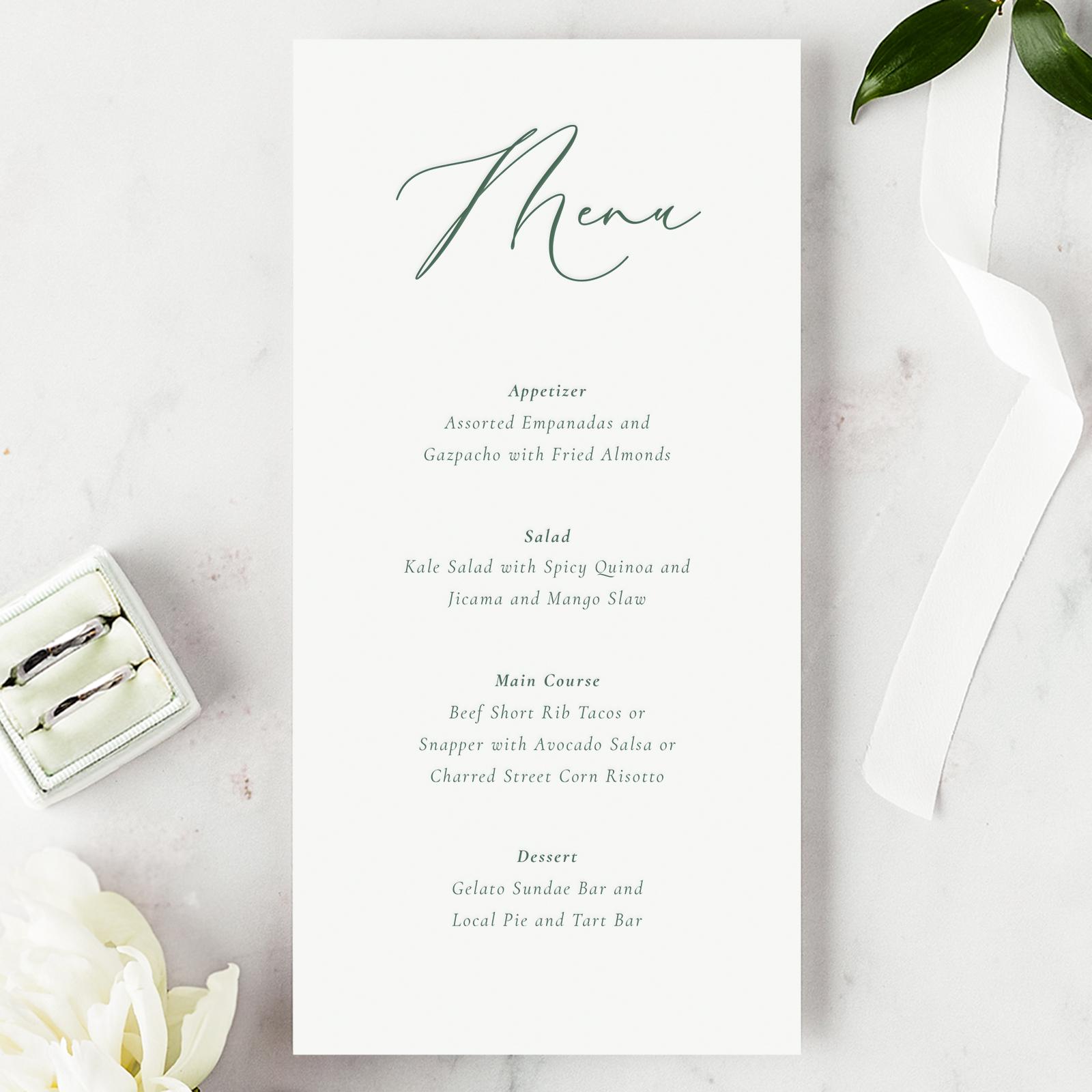 Zola Wedding Menus - Merlo Letterpress