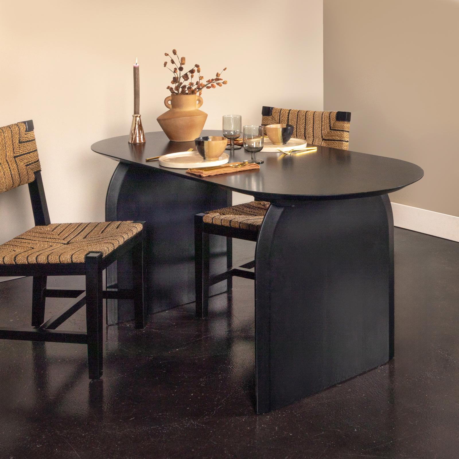 Rowena Interiors, Otto Pill-Shaped Dining Table with Half-Moon Base | Zola