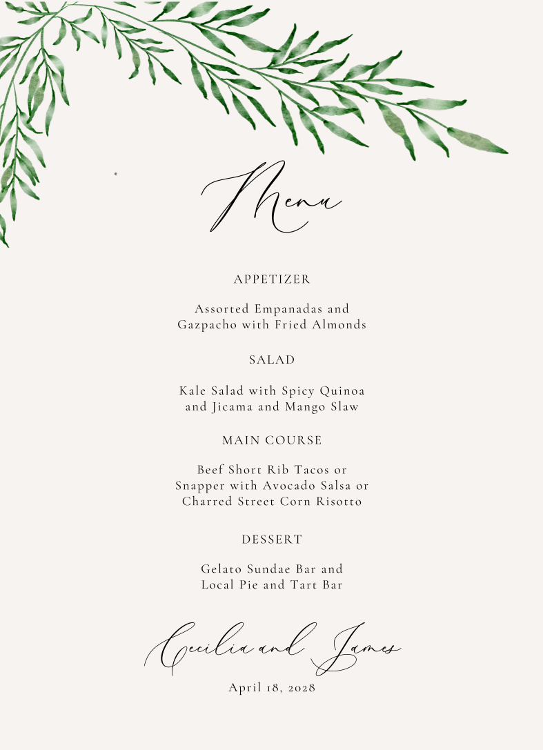 Brimsdown | Light Oatmeal | Zola Wedding Menus