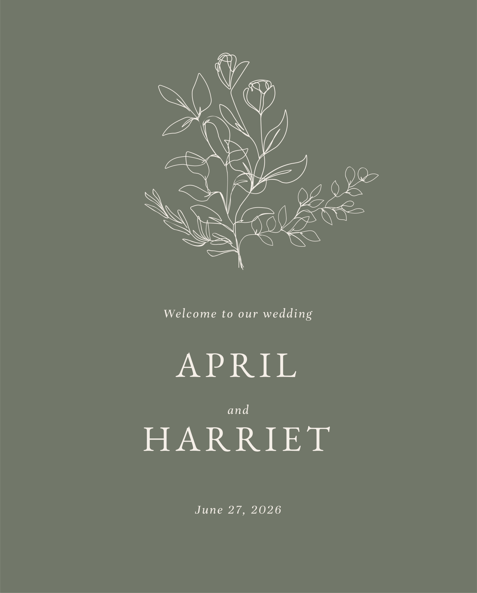 Essenza Portrait | Dark Sage | Zola Wedding Signs