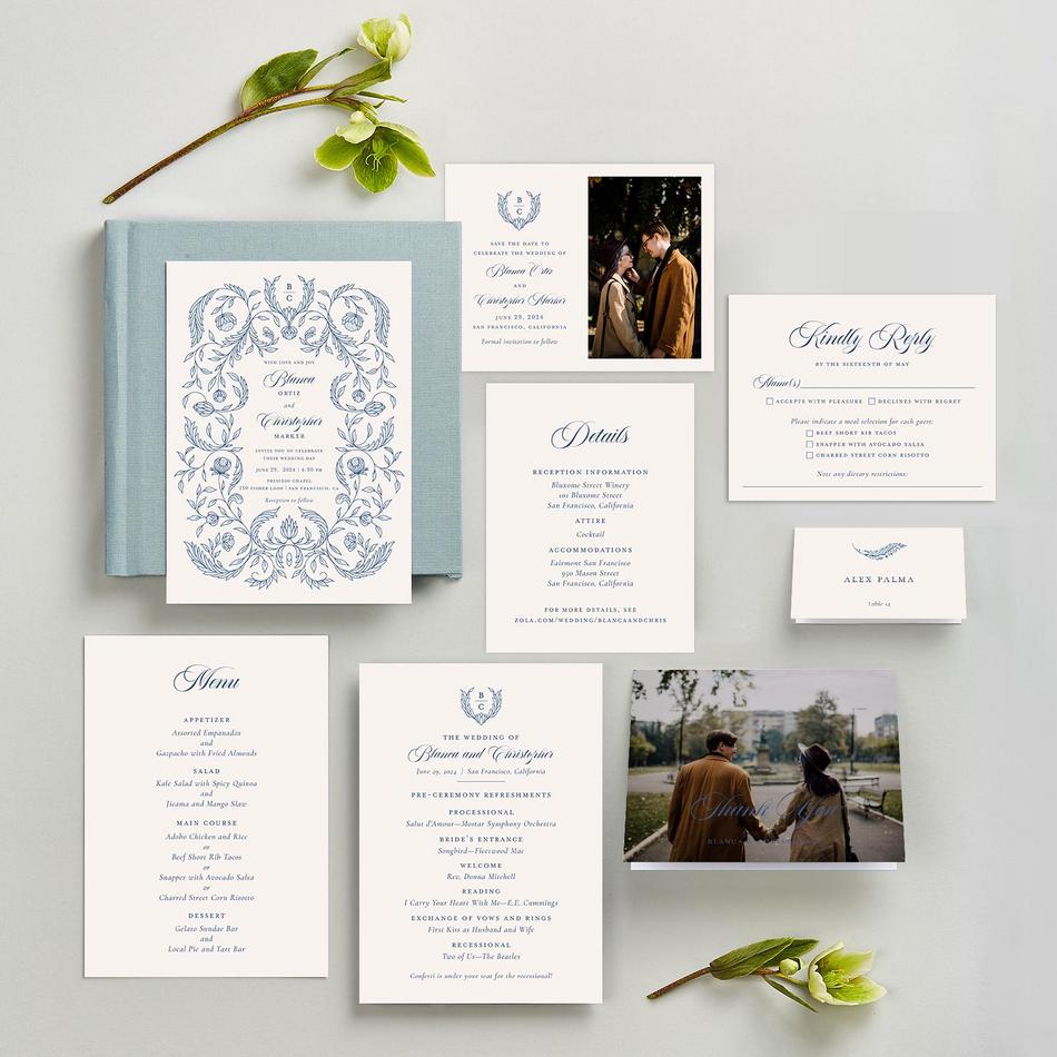Loxley Portrait | Ice | Zola Wedding Invitations