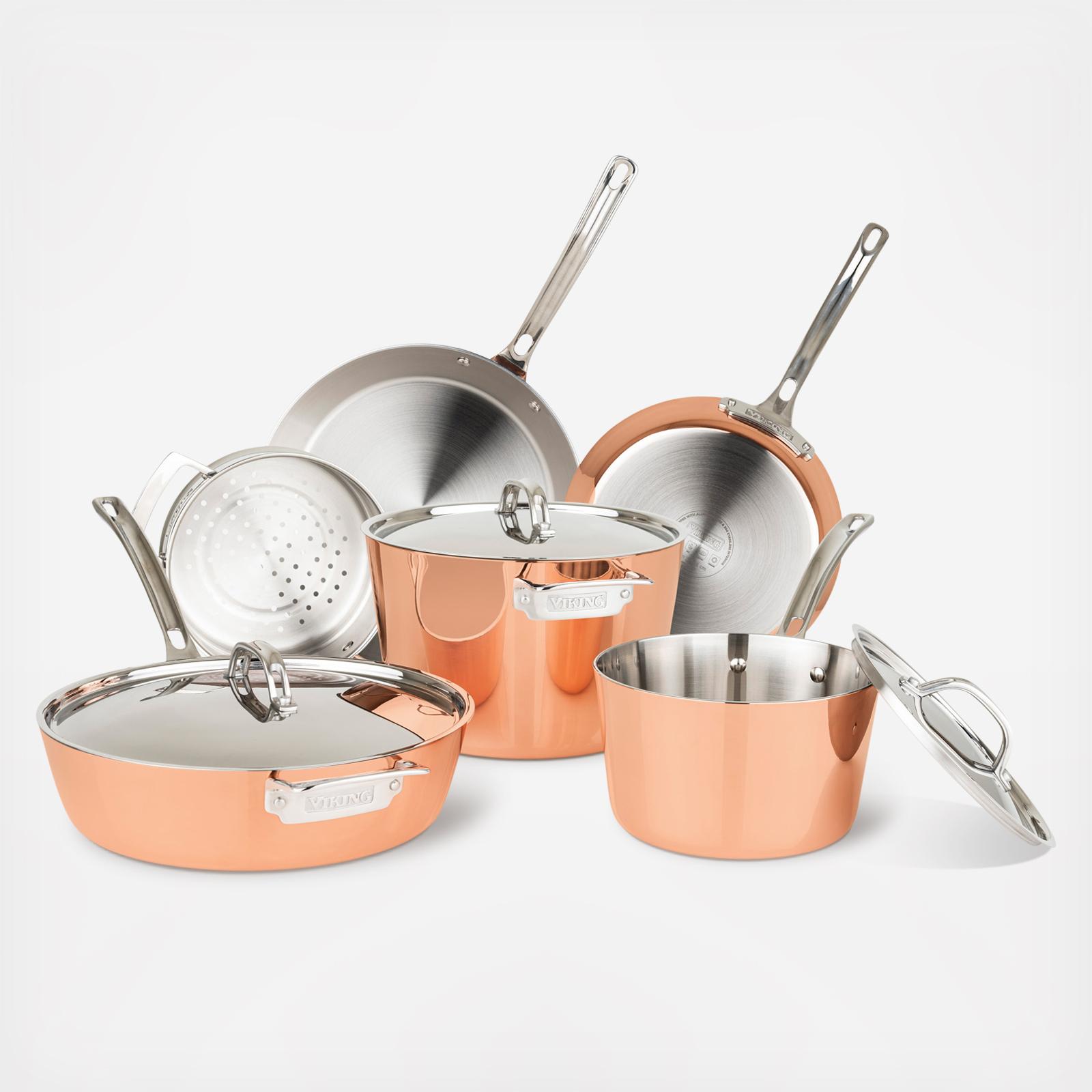Viking, Contemporary Copper 4-Ply 9-Piece Cookware Set | Zola