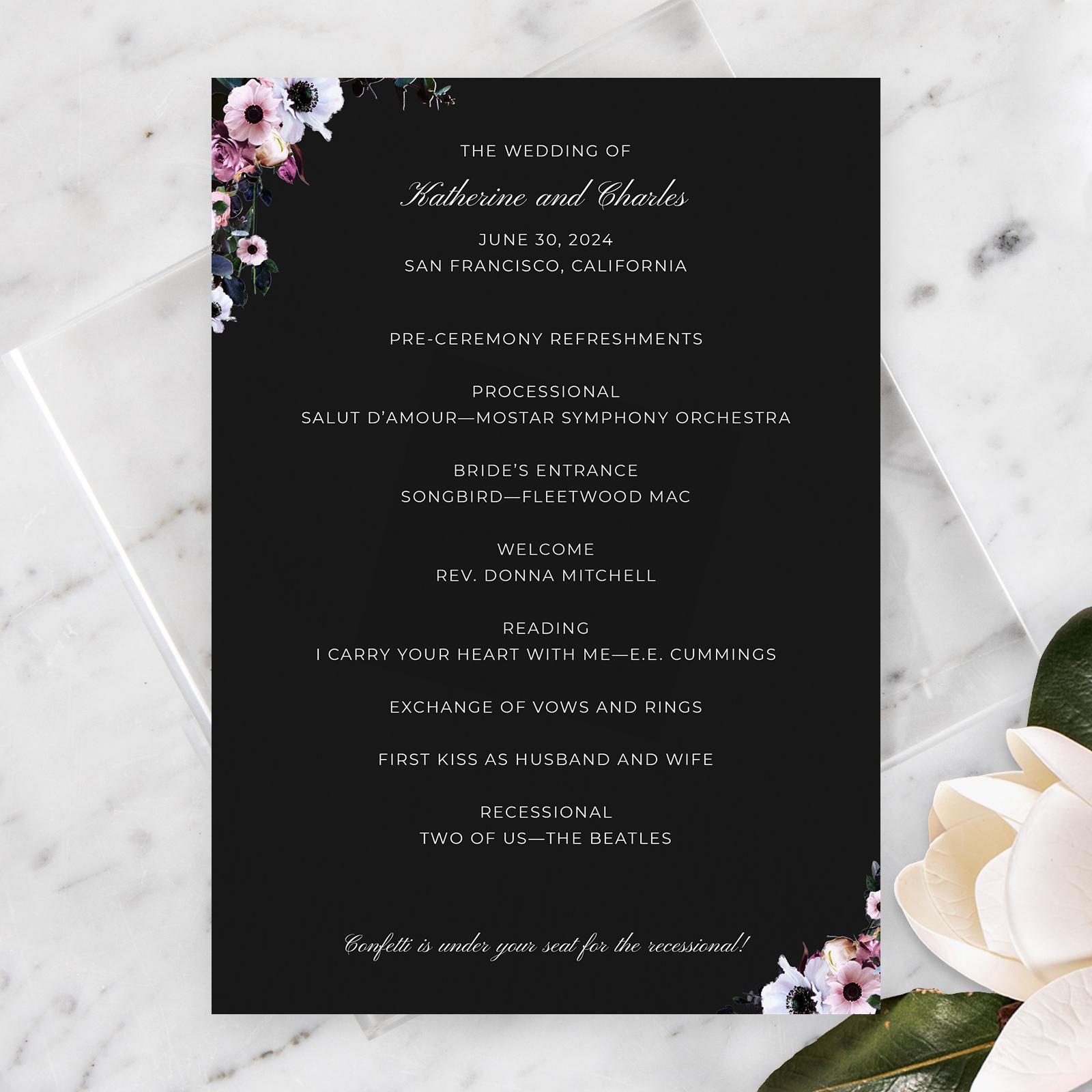 Zola Wedding Programs - Napa