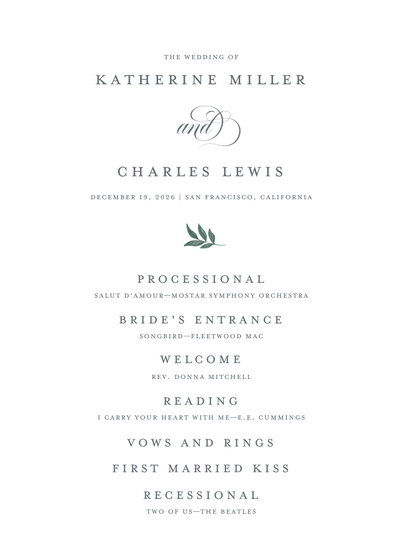 Willow | White | Zola Wedding Programs