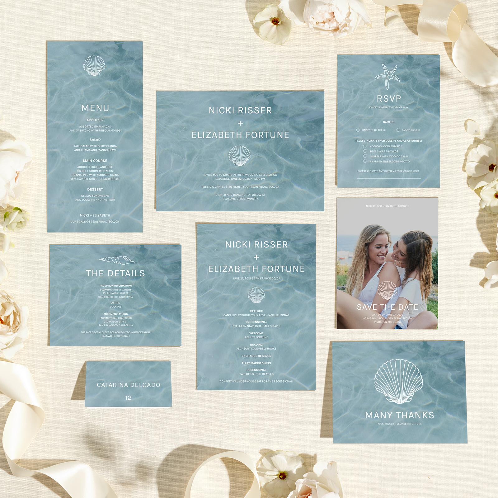 Zola Wedding Menus - Waterview