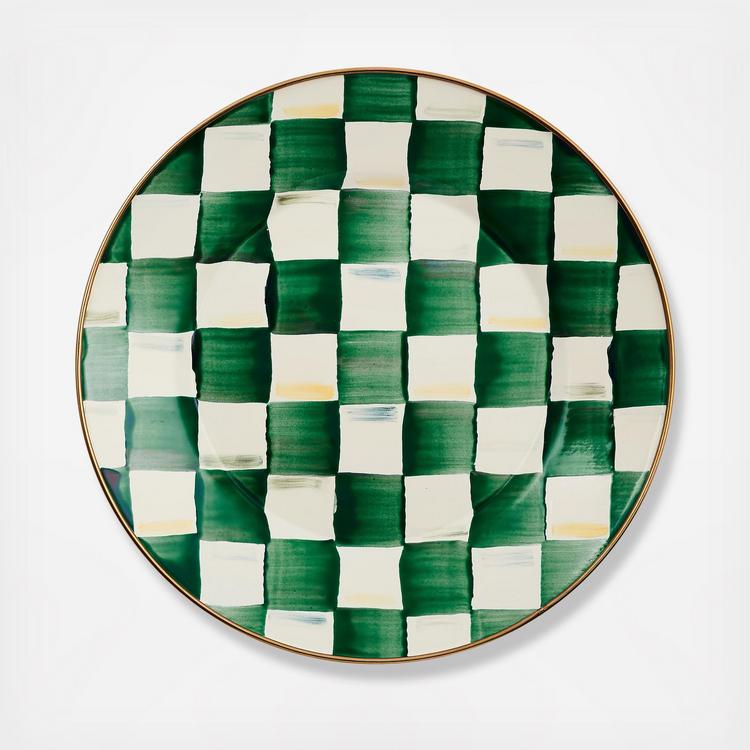 Emerald Check Enamel Dinner Plate