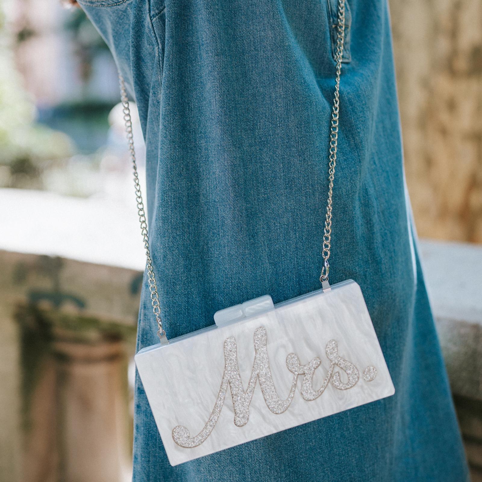 Rae of Light Custom, Mrs. Acrylic Box Bag with Acrylic Clasp - Zola