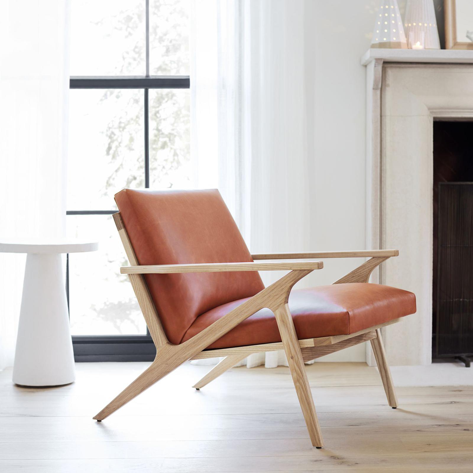 Crate and Barrel Cavett Leather Accent Chair Zola