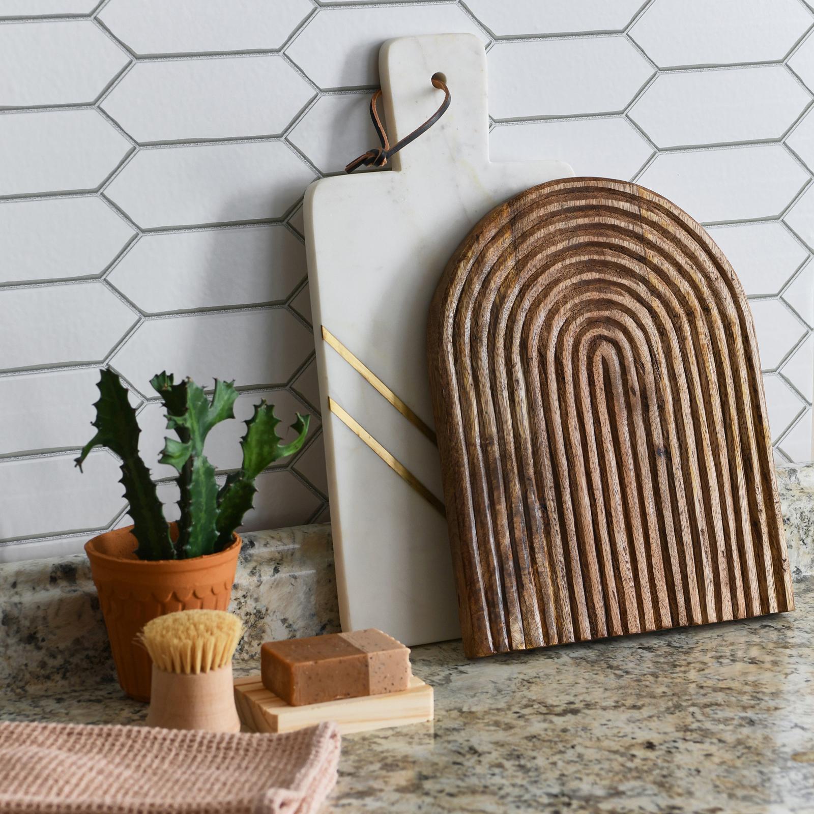 Storied Home, Carved Arch Mango Wood Serving Board - Zola