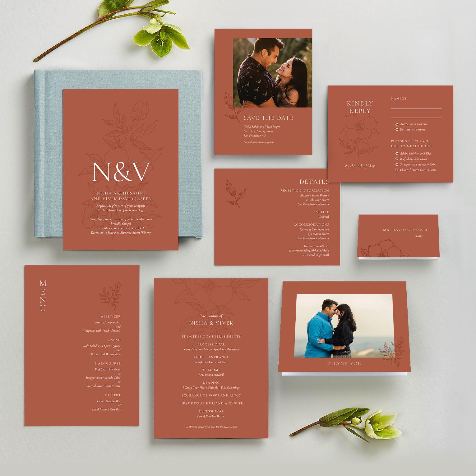 Zola Wedding Invitations - Cardinell Bloom