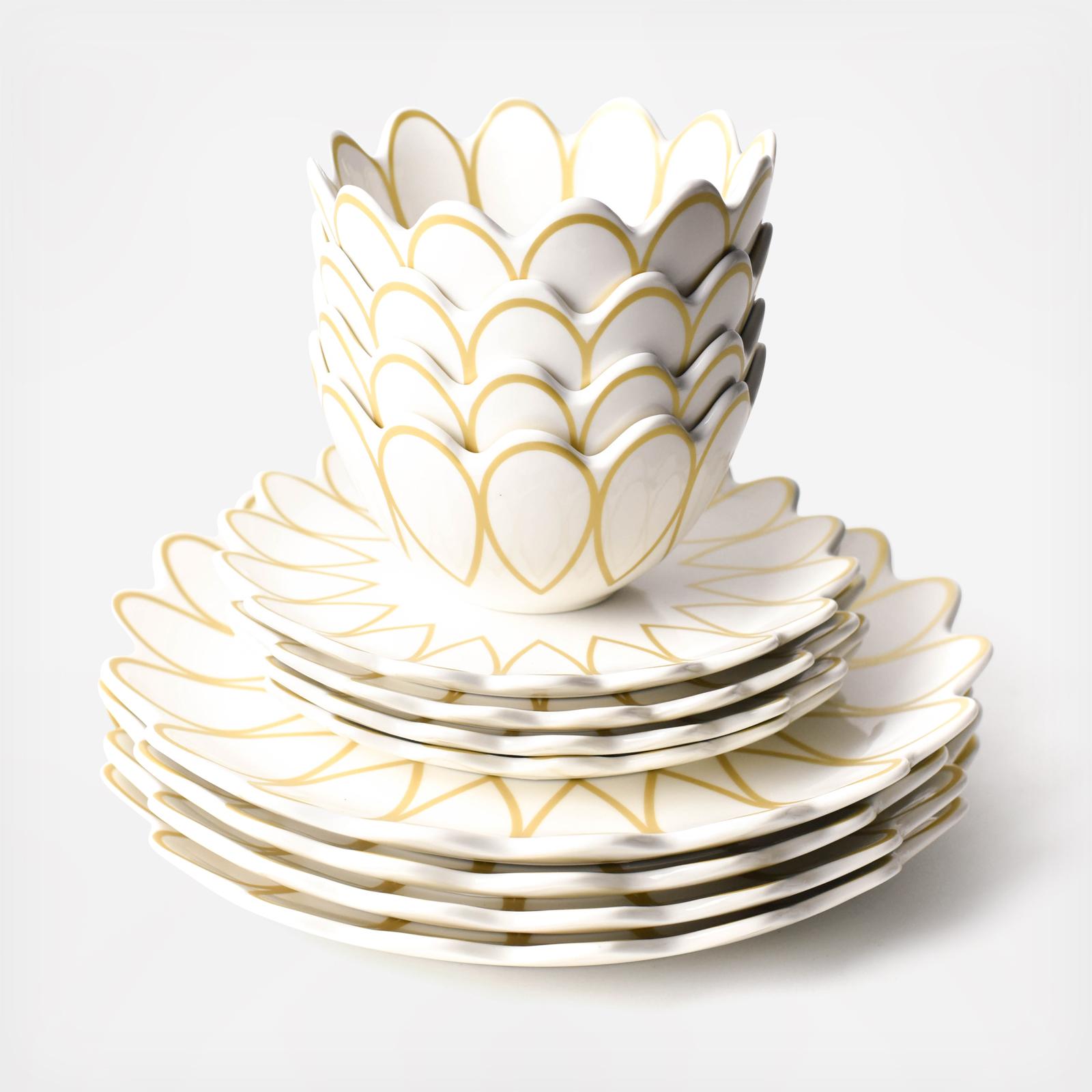 Coton Colors by Laura Johnson, Deco Gold Scallop 12-Piece Dinnerware ...