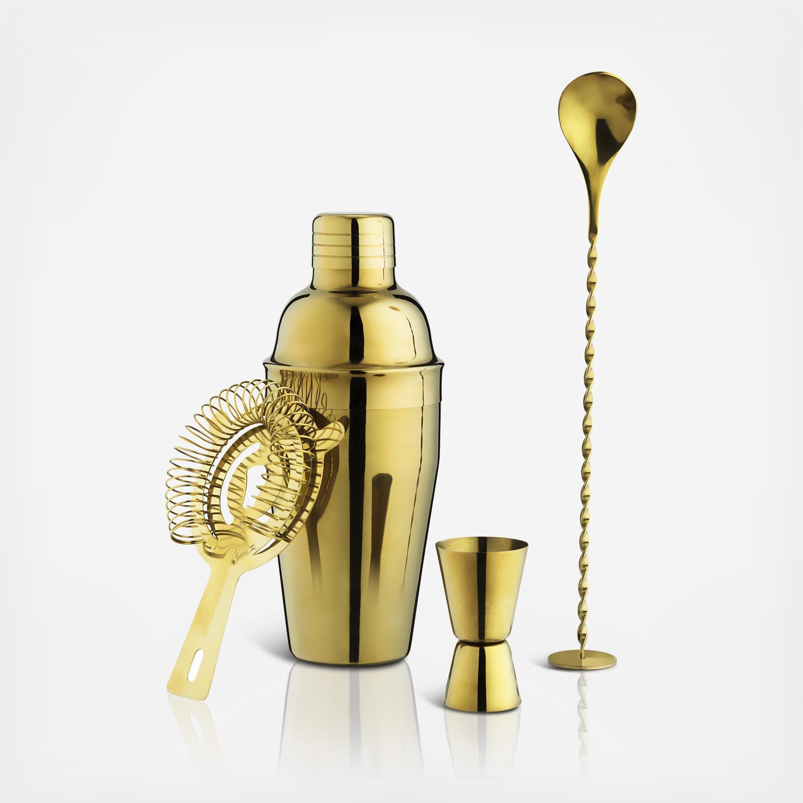True, Gold 4-Piece Barware Set - Zola