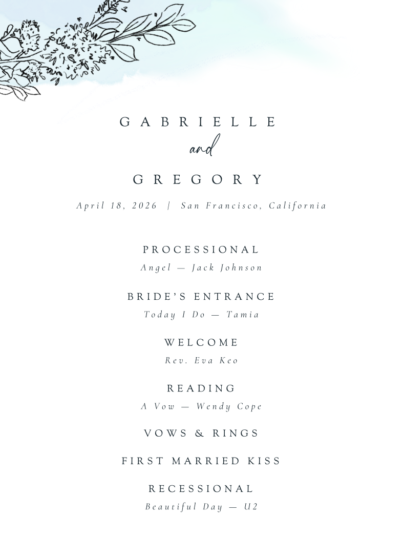Lorraine | Pale Blue | Zola Wedding Programs