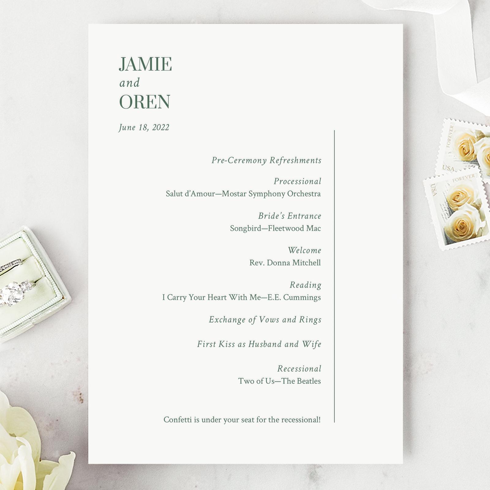 Zola Wedding Programs - Stowe Letterpress