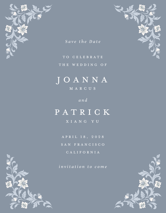 Petal Portrait | Periwinkle Gray | Zola Save The Dates