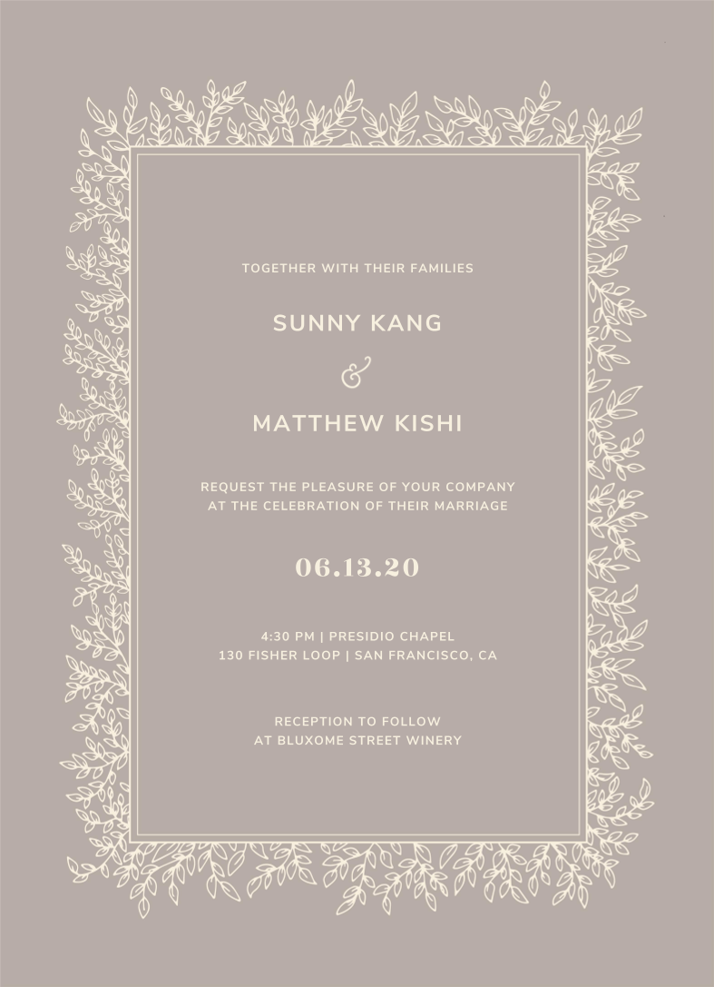 Simi Border | Greige | Zola Wedding Invitations