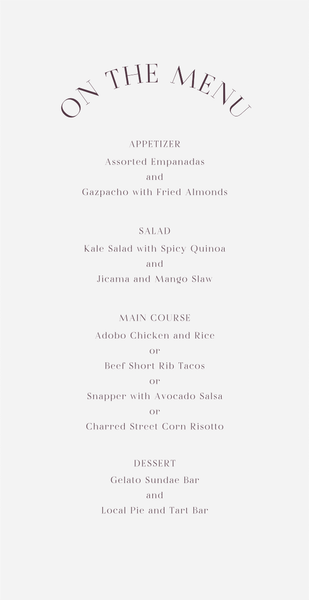 Tarbert | Seashell | Zola Wedding Menus