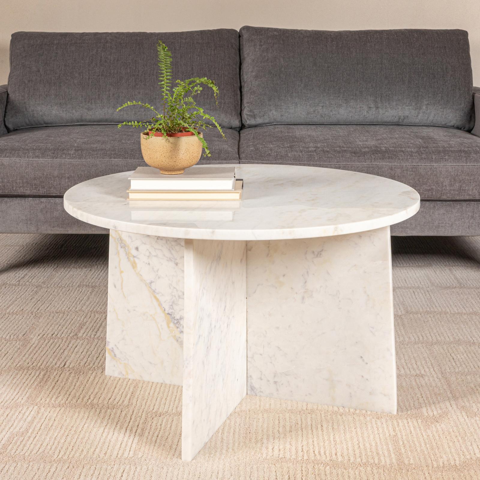 Rowena Interiors, Emerson Round Marble Coffee Table with Interlocking ...