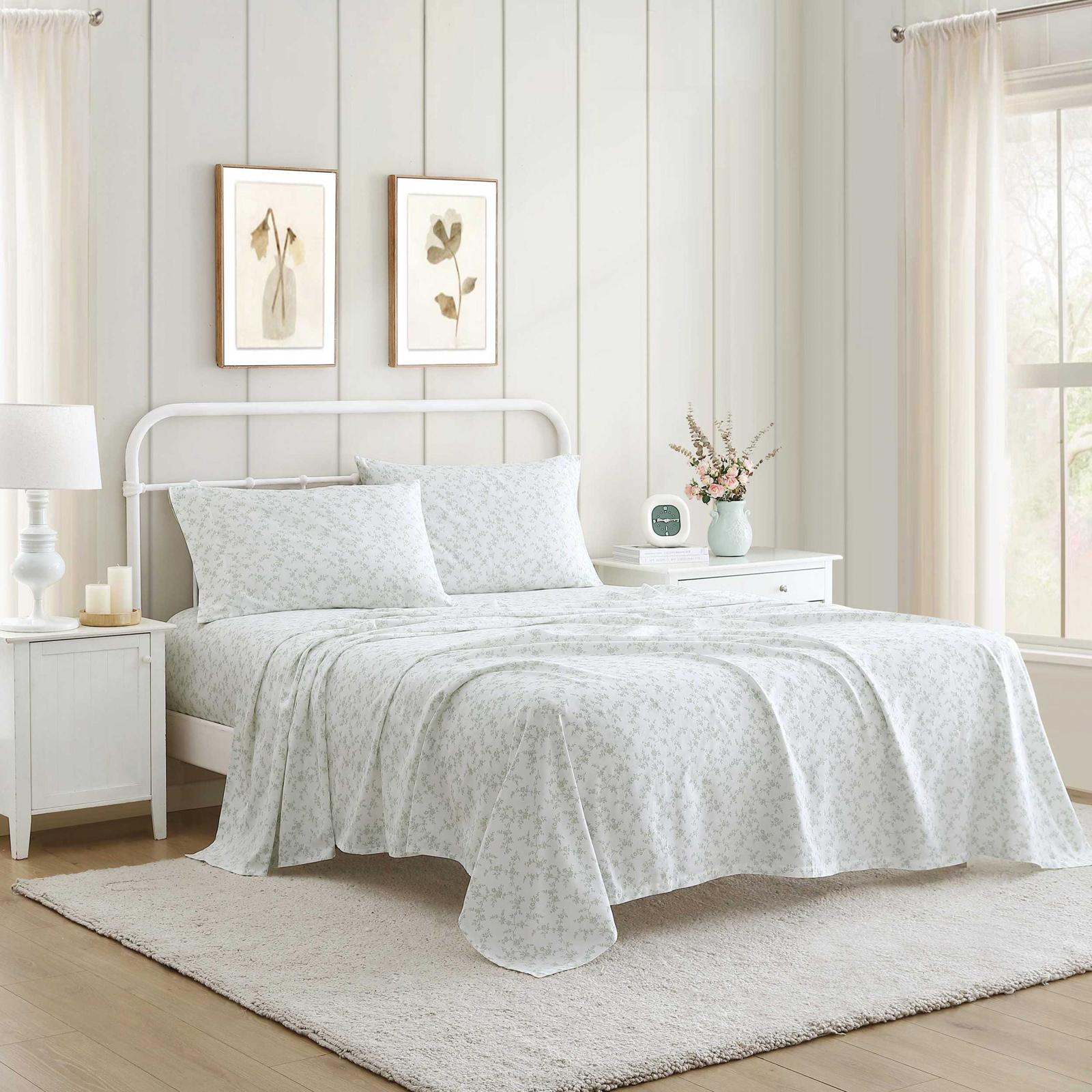 Laura Ashley, Fiona 300-TC Cotton Sateen 4-Piece Sheet Set | Zola