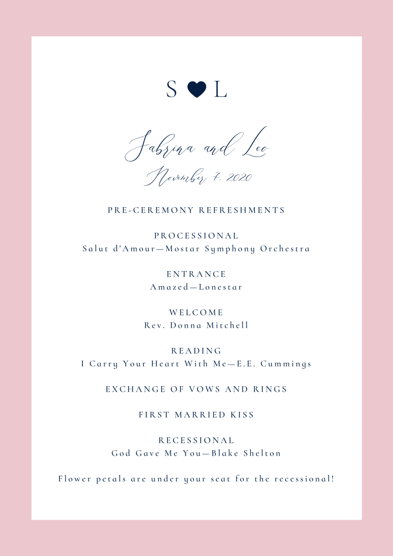 Hartwell | Pink | Zola Wedding Programs