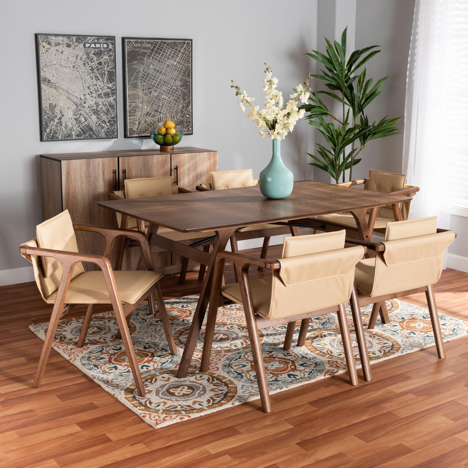 Baxton Studio, Marcena Mid-Century Modern 7-Piece Dining Set | Zola