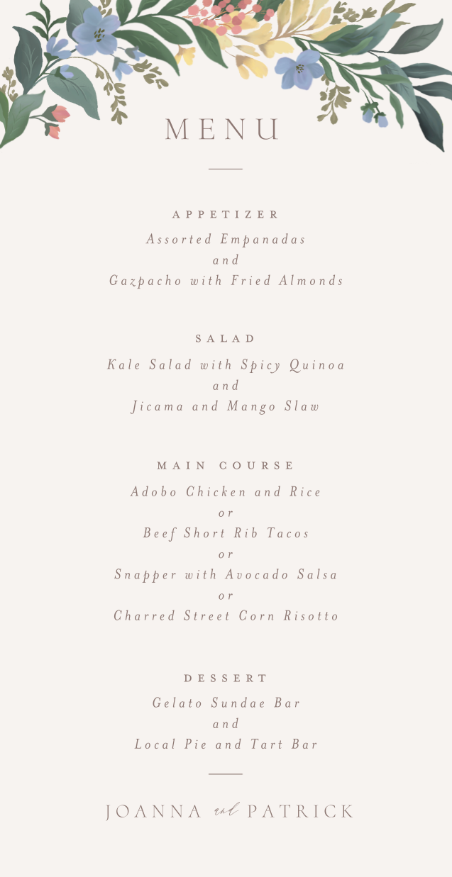 Souci | Linen | Zola Wedding Menus