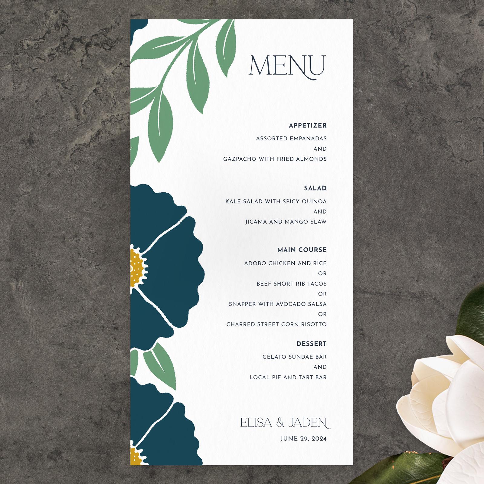 Zola Wedding Menus - Aberdeen