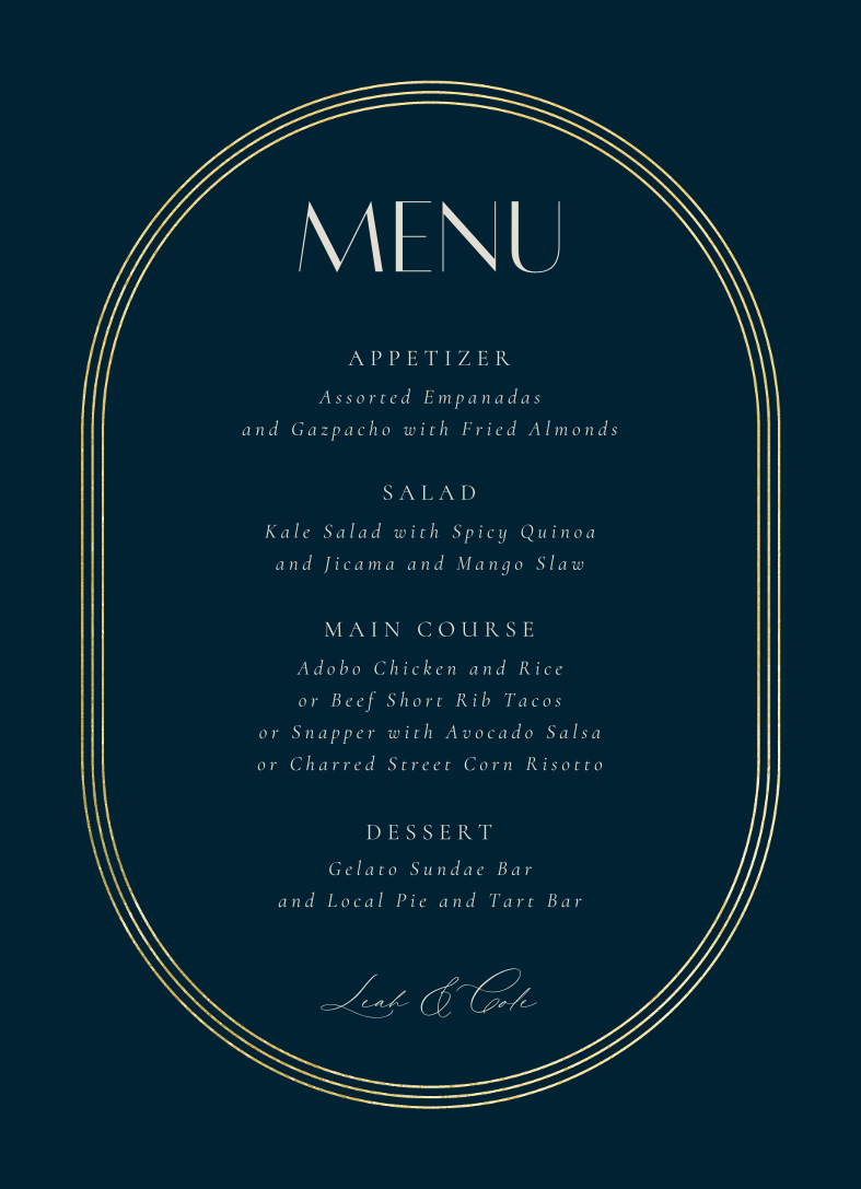 Zola Wedding Menus - Tatum Foil