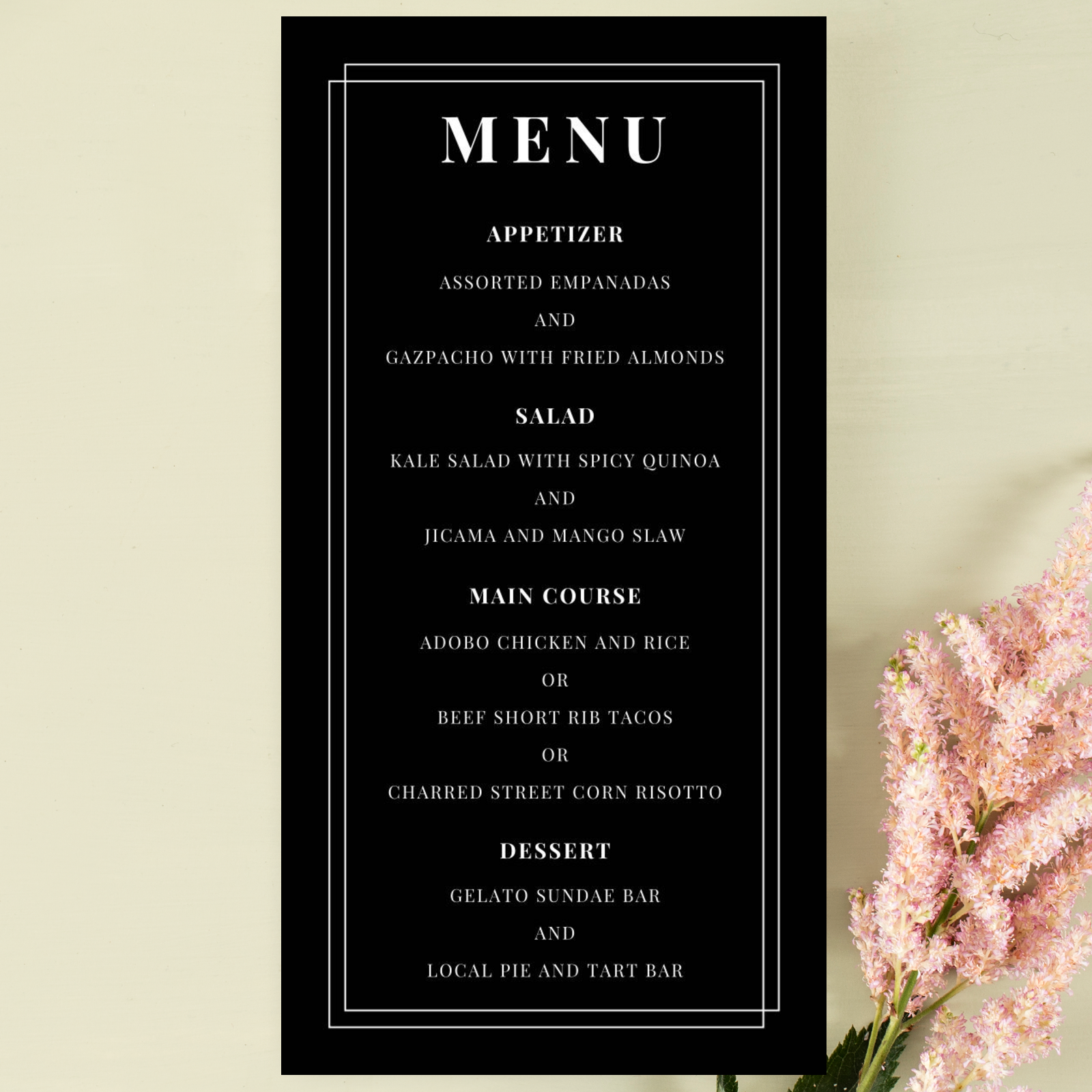 Zola Wedding Menus - Dessau