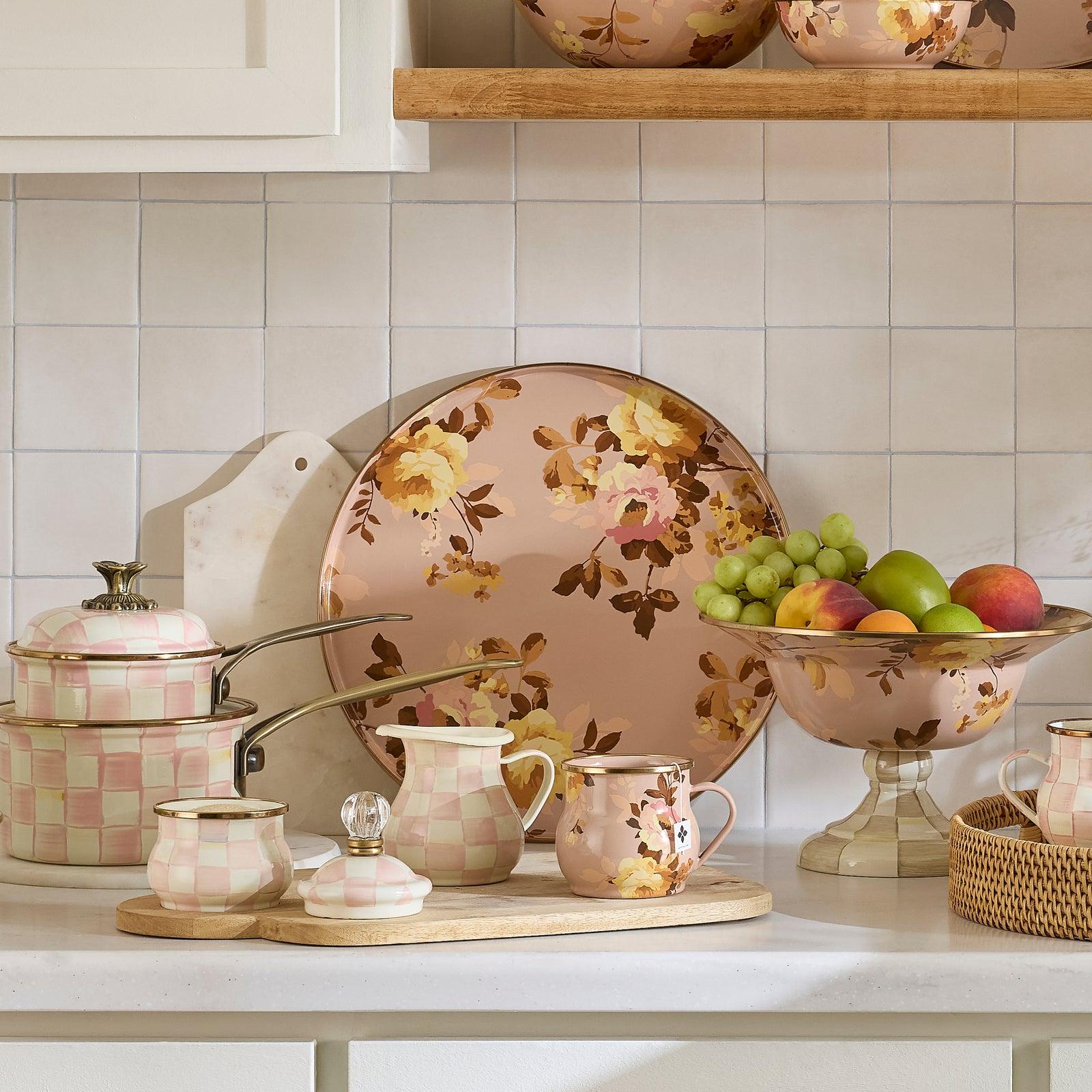 MacKenzie-Childs, Wild Rose Mauve Round Tray | Zola