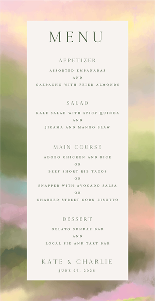 Zola Wedding Menus - Highland