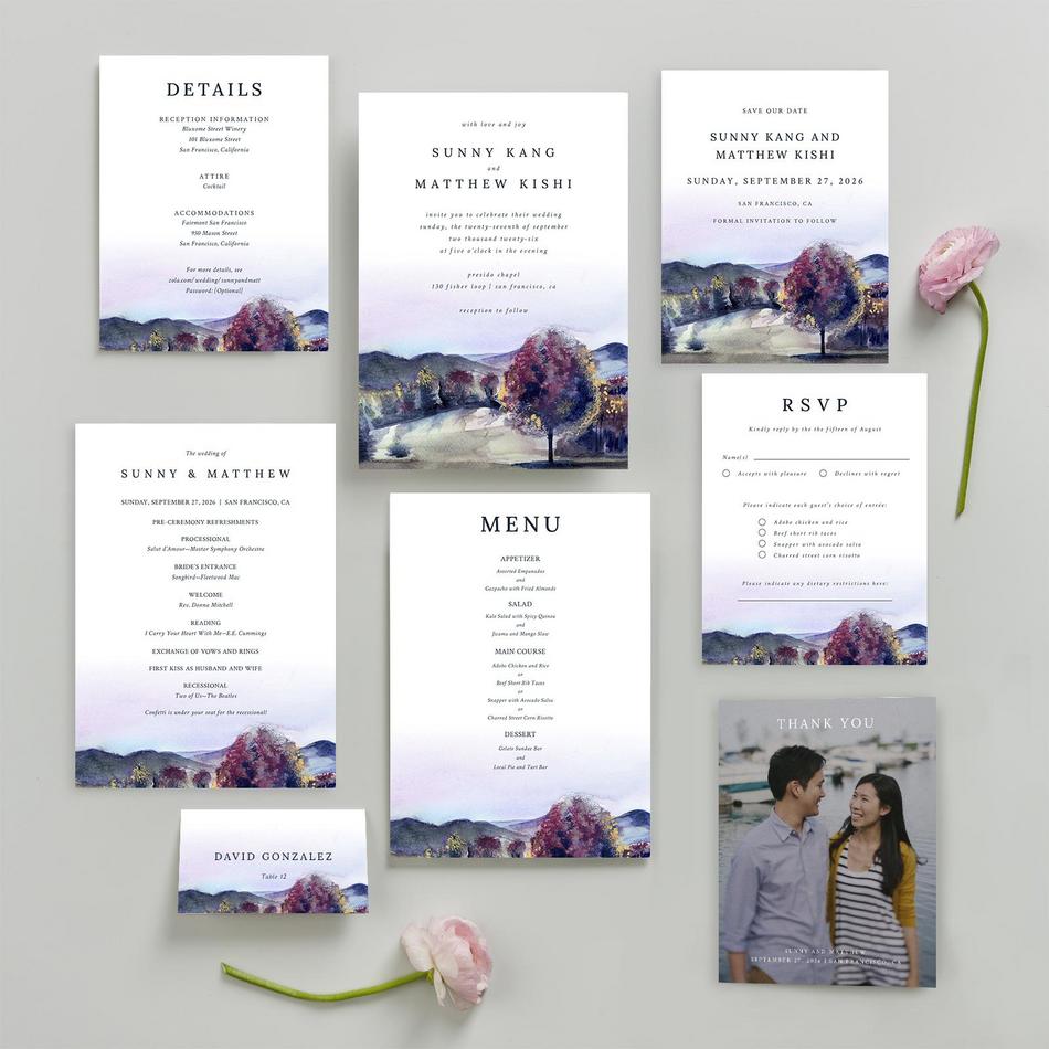 Montecillo Portrait | Deep Forest | Zola Wedding Invitations