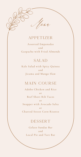 Groveland | Linen | Zola Wedding Menus