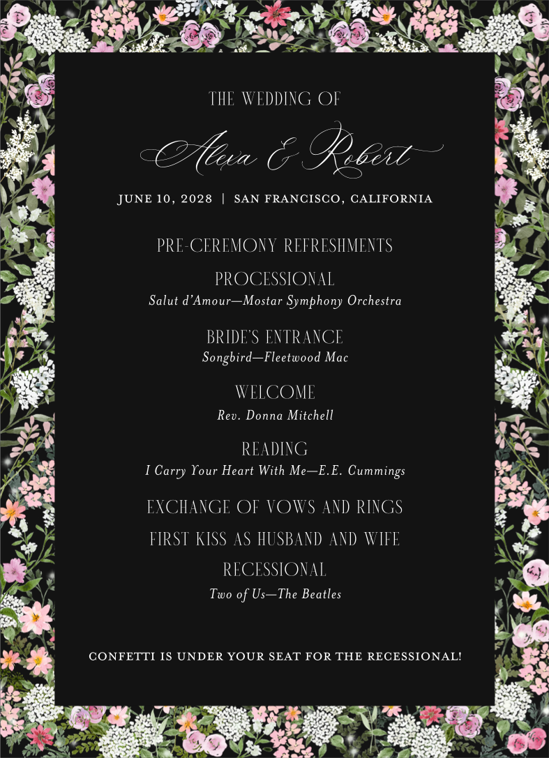 Garden Gate | Black | Zola Wedding Programs