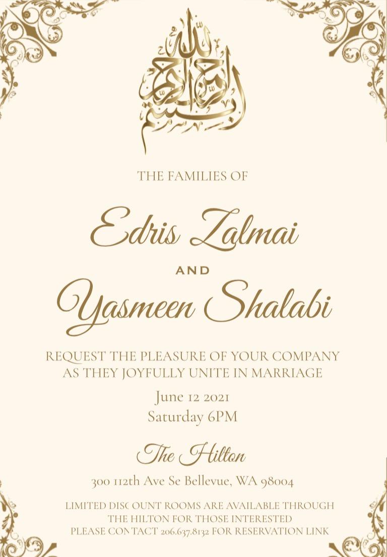 Edris Zalmai and Yasmeen Shalabi's Wedding Website