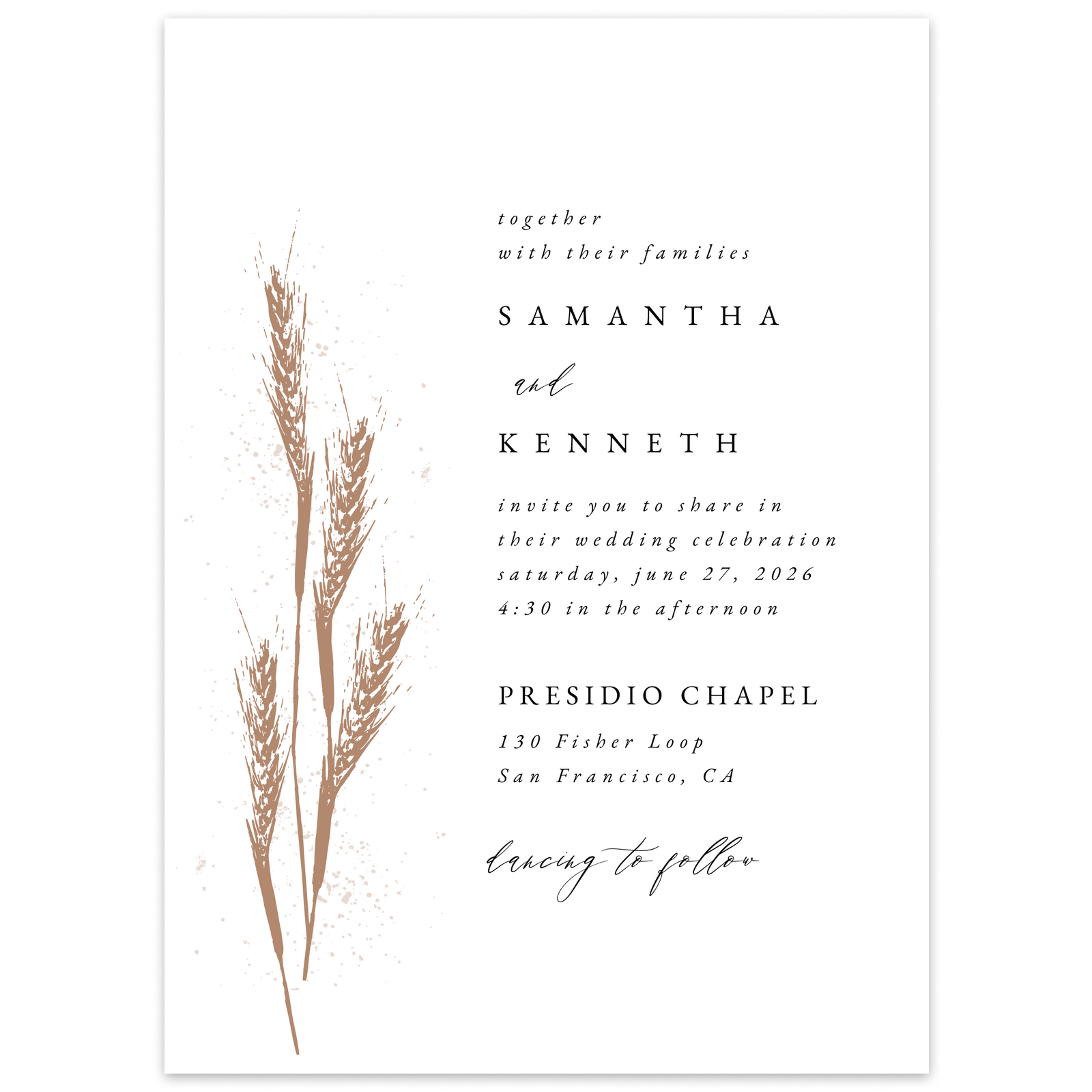Zola Wedding Invitations - Alder Wheat