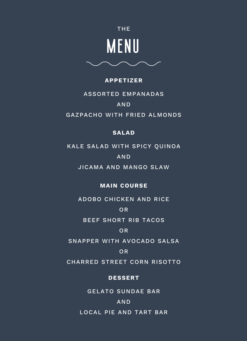 Monraz | Grayed Navy | Zola Wedding Menus