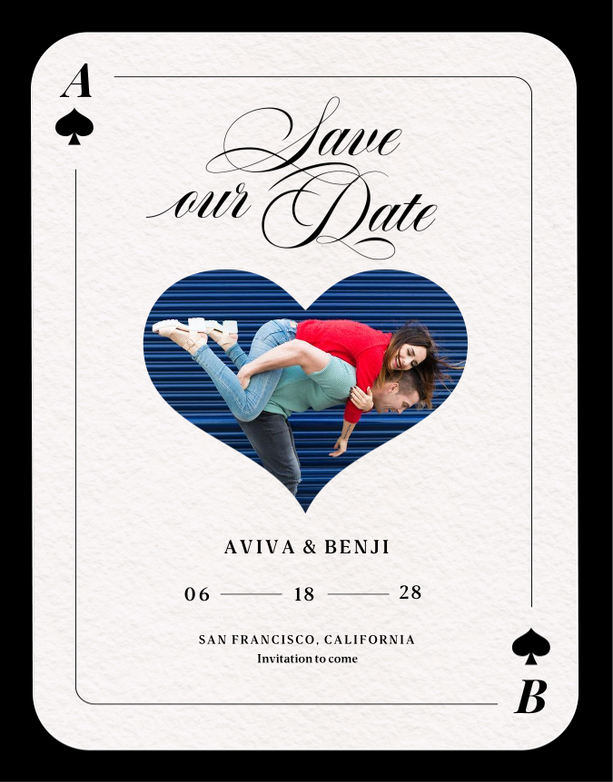 Hearts Portrait | Jet Black | Zola Save The Dates