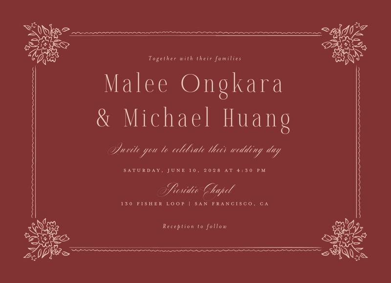 Anthea Landscape | Currant Red | Zola Wedding Invitations