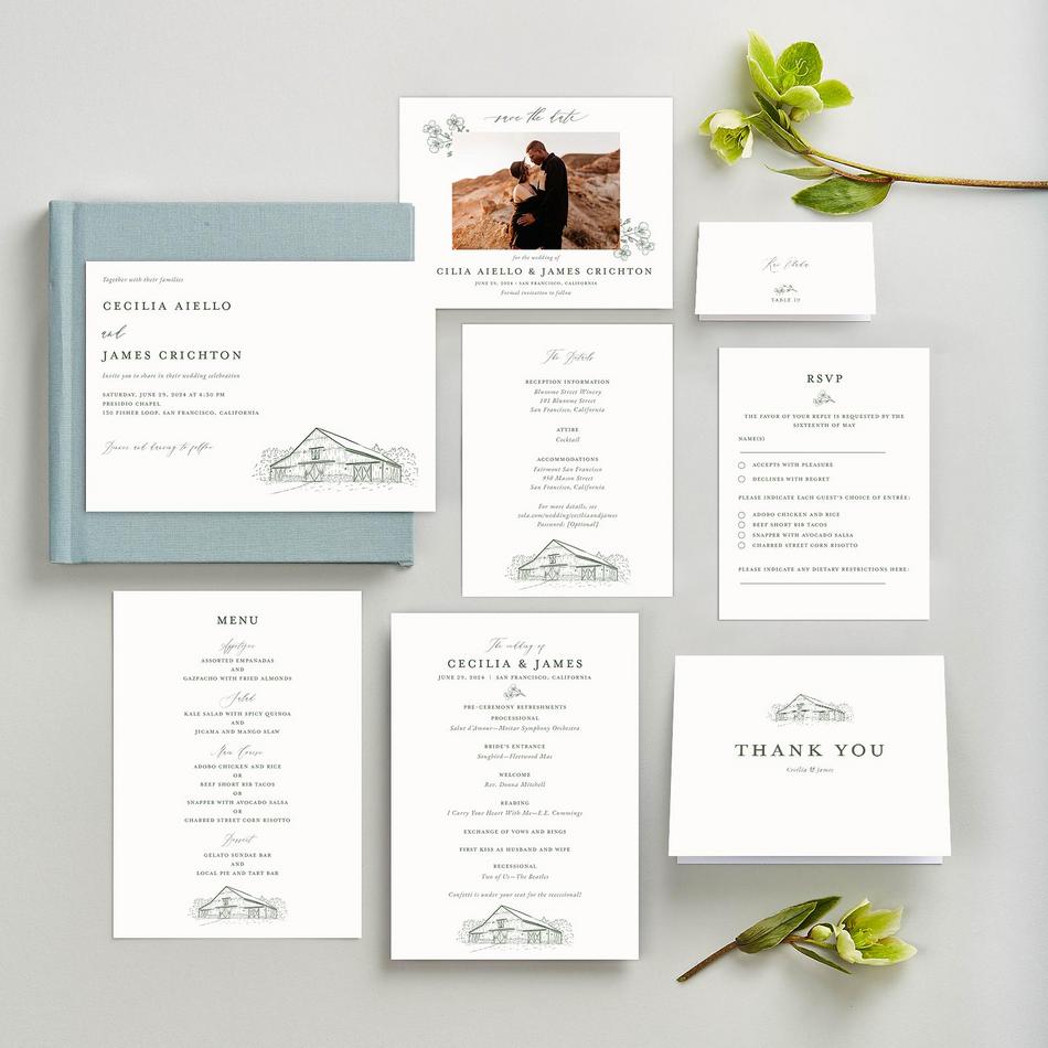 Millbrook | Evergreen | Zola Wedding Place Cards