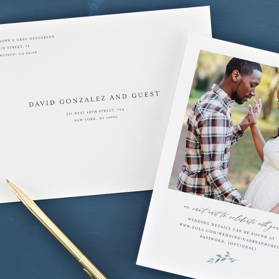 Farnham Portrait | Blue Sage | Zola Wedding Invitations