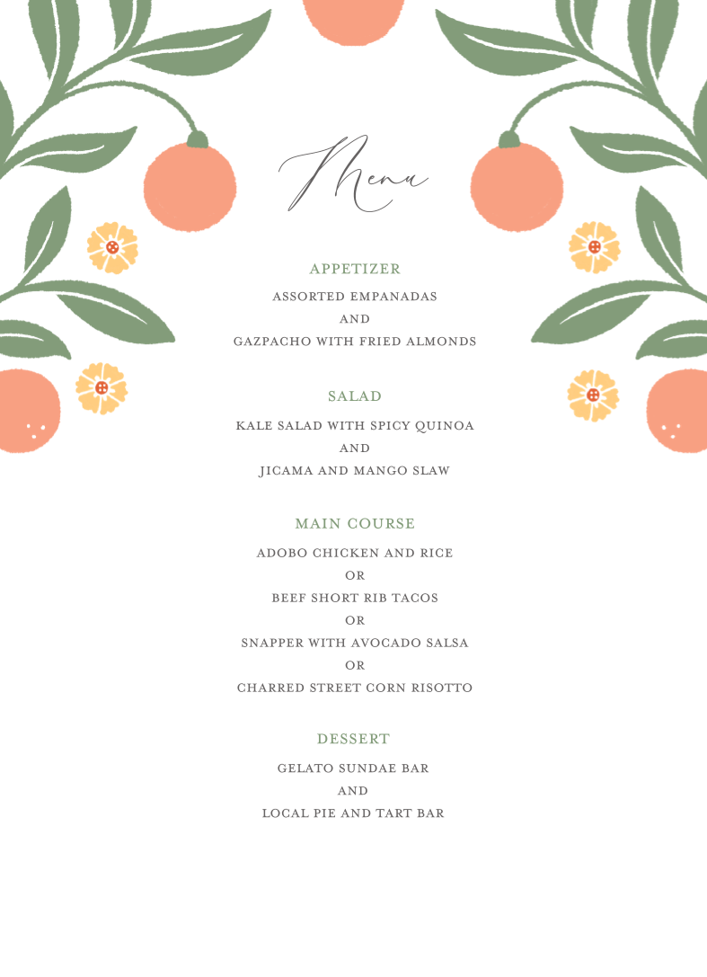 Naranja | Salmon | Zola Wedding Menus