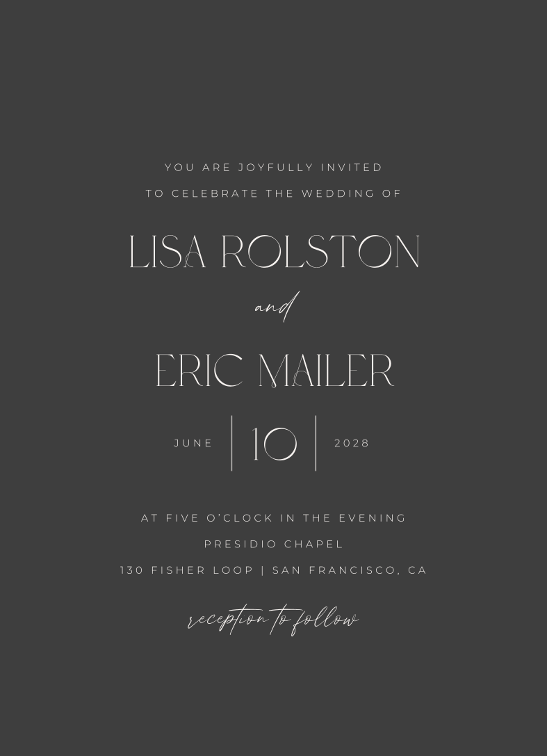 Papyrus Portrait | Dark Charcoal | Zola Wedding Invitations