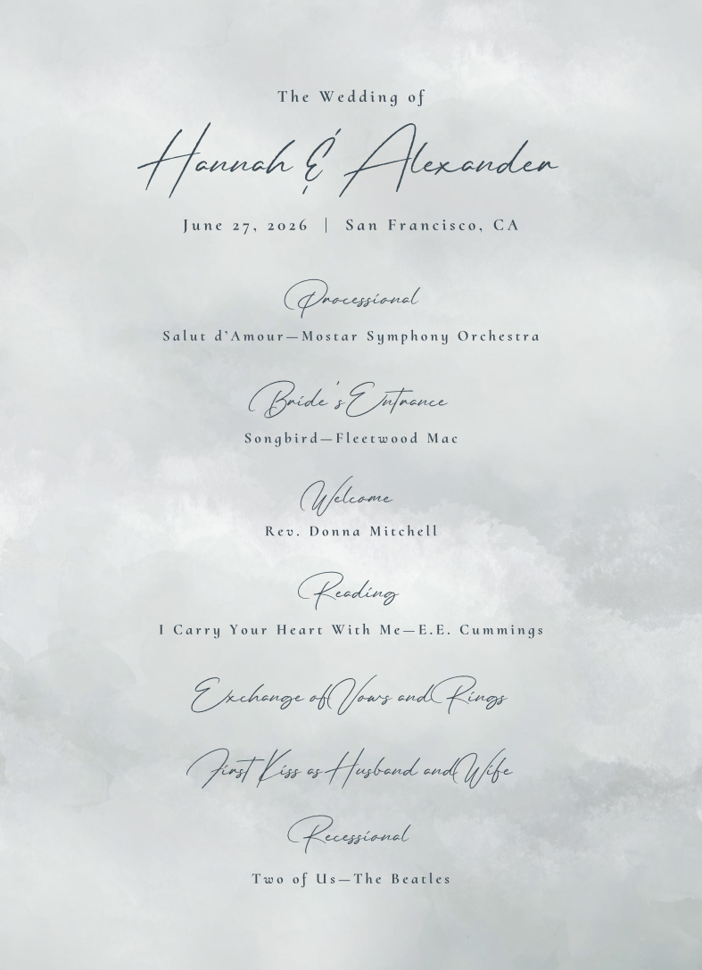 Zola Wedding Programs - Montagne