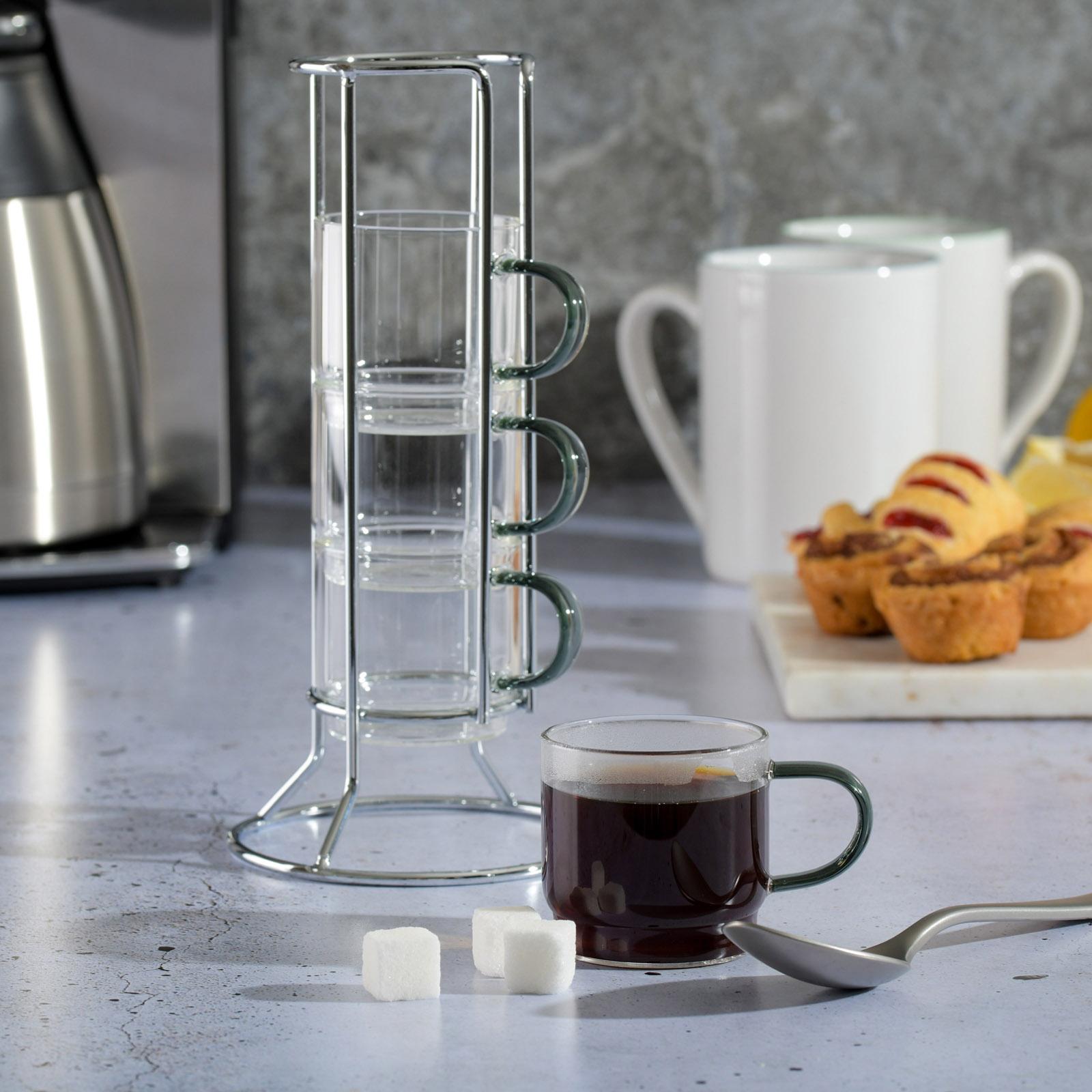 Gibson Home, Soho Lounge 4-Piece Stackable Glass Espresso Cup Set with ...