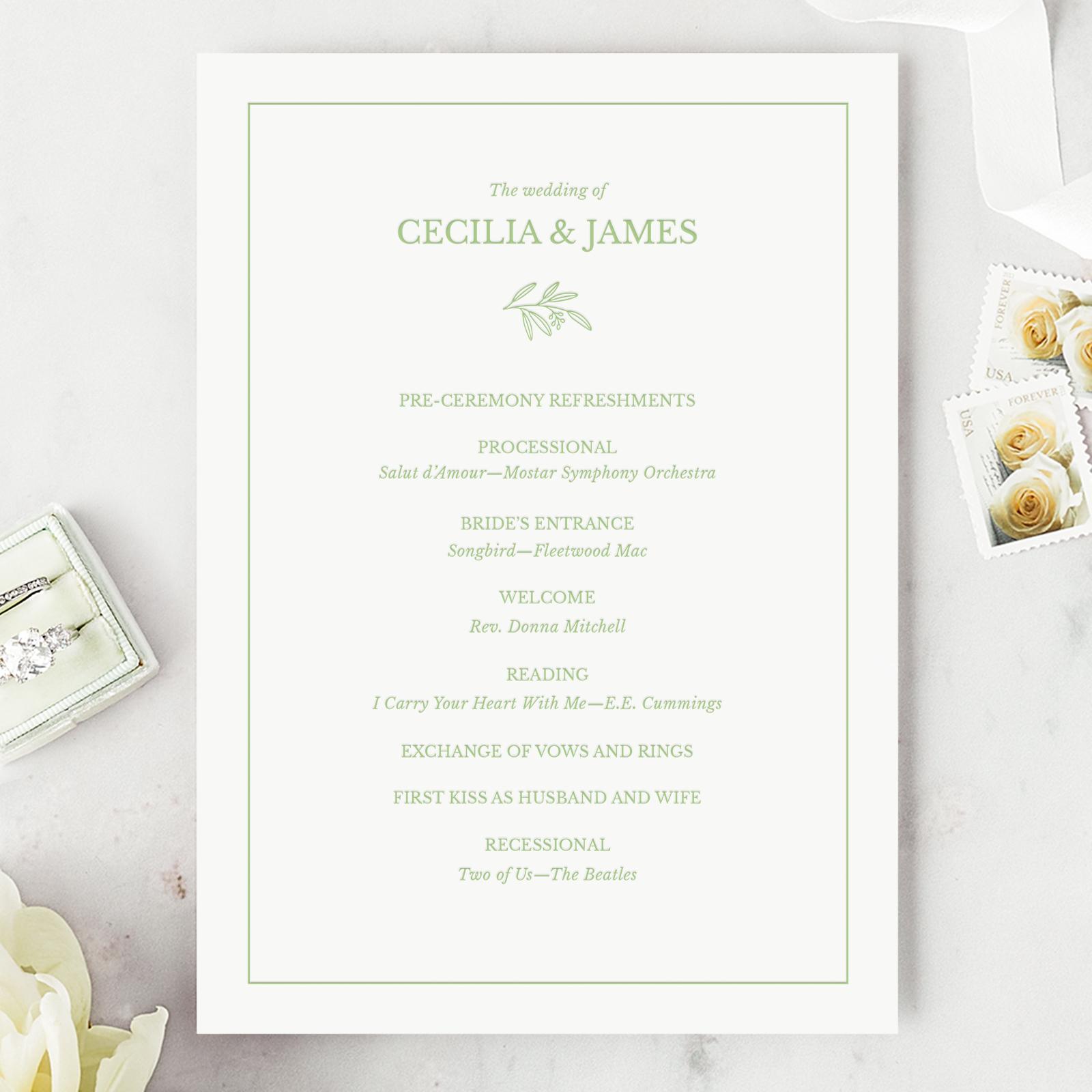 Zola Wedding Programs - Norcross Letterpress