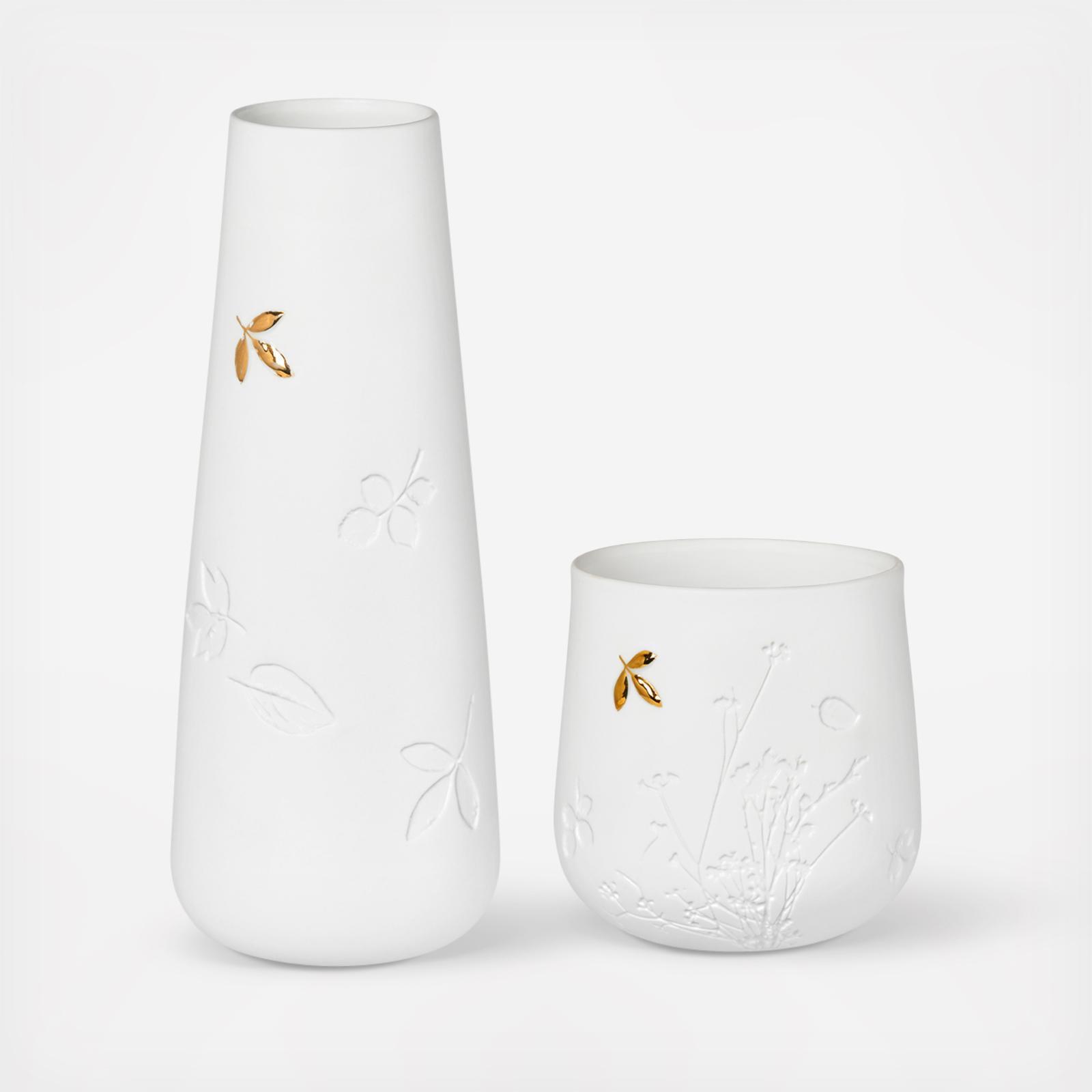 Rader, Porcelain Stories 2-Piece Leaf Vase Set | Zola