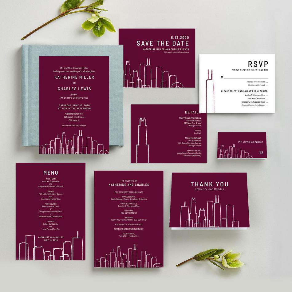 Zola Wedding Invitations - Chicago Skyline